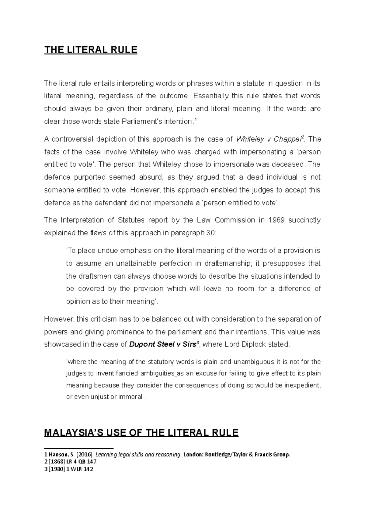 Assignment 2 LUC - nsaklklsaklccsaklsd - THE LITERAL RULE The literal ...