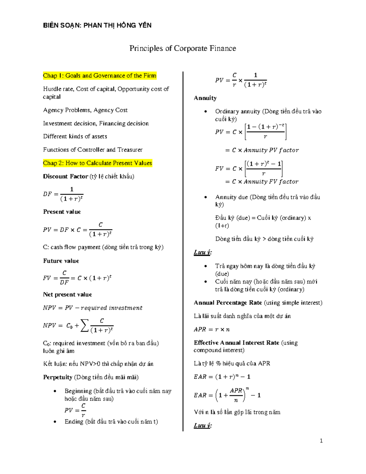 Ontap TCDN - mmm - Principles of Corporate Finance Chap 1: Goals and ...