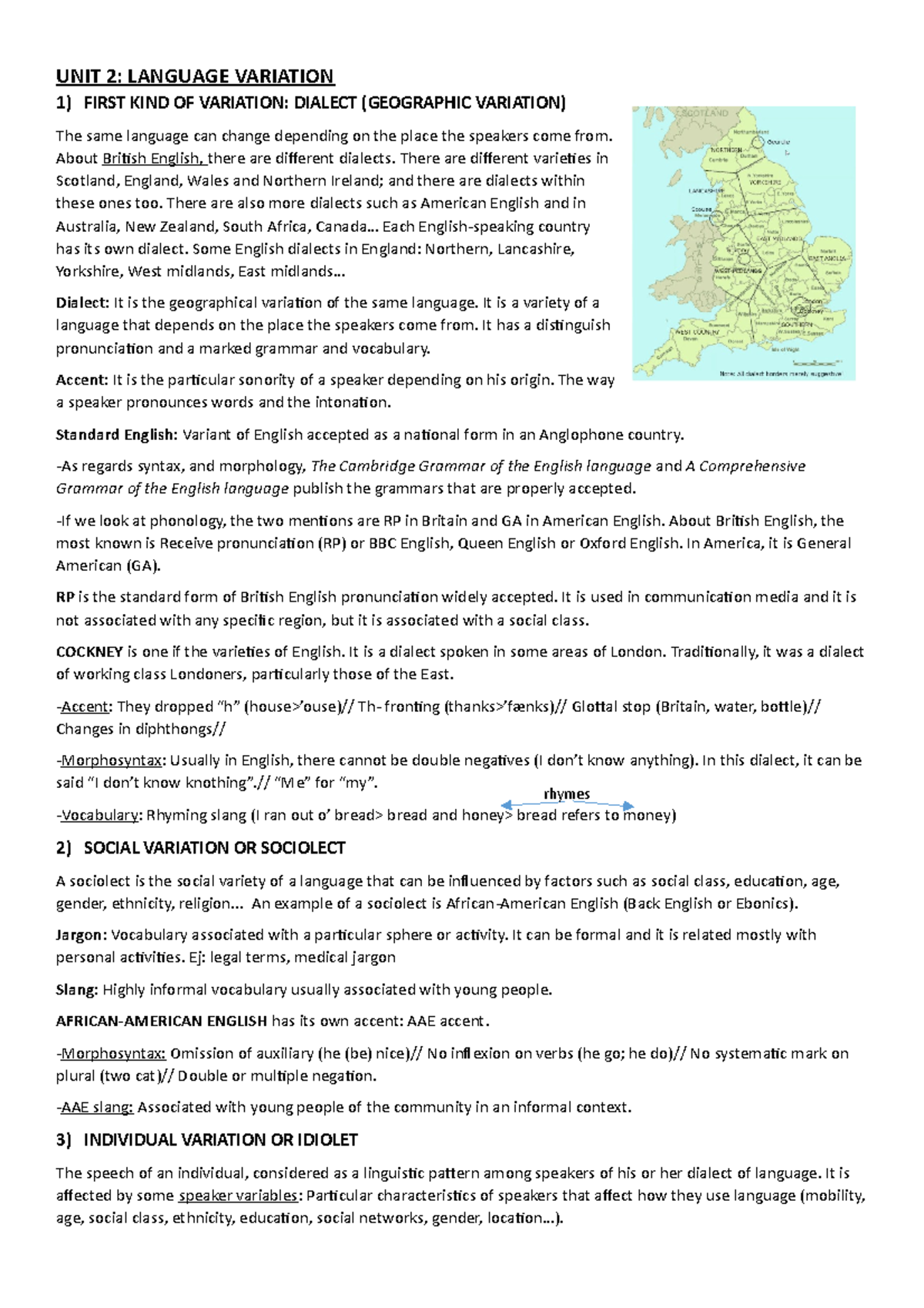 Tema 2-Variation - UNIT 2: LANGUAGE VARIATION 1) FIRST KIND OF ...