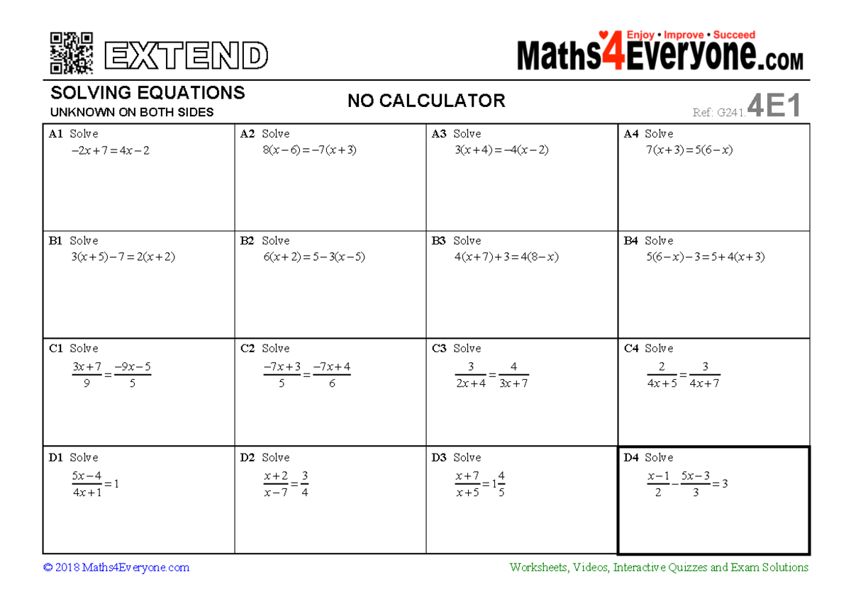 3 equations x on both sides extend - SOLVING EQUATIONS UNKNOWN ON BOTH ...