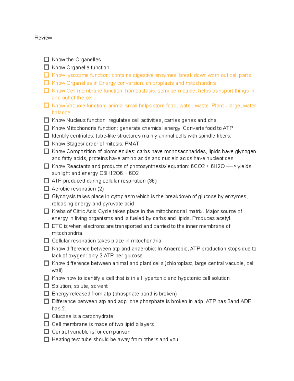 Review bio - Everything you need to know about AAC Biology Checklist ...