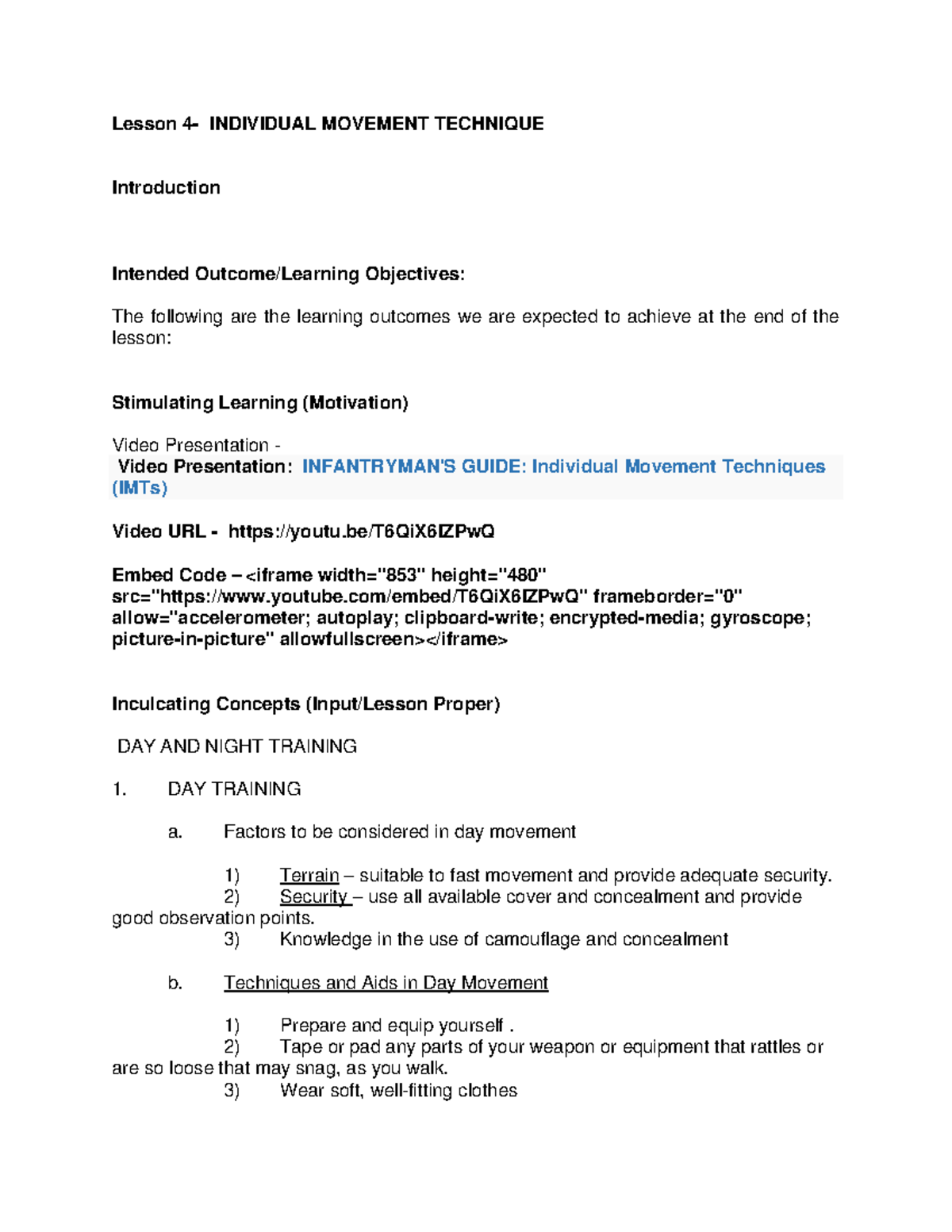 Chapter 4 ROTC - EOTC - Lesson 4- INDIVIDUAL MOVEMENT TECHNIQUE ...