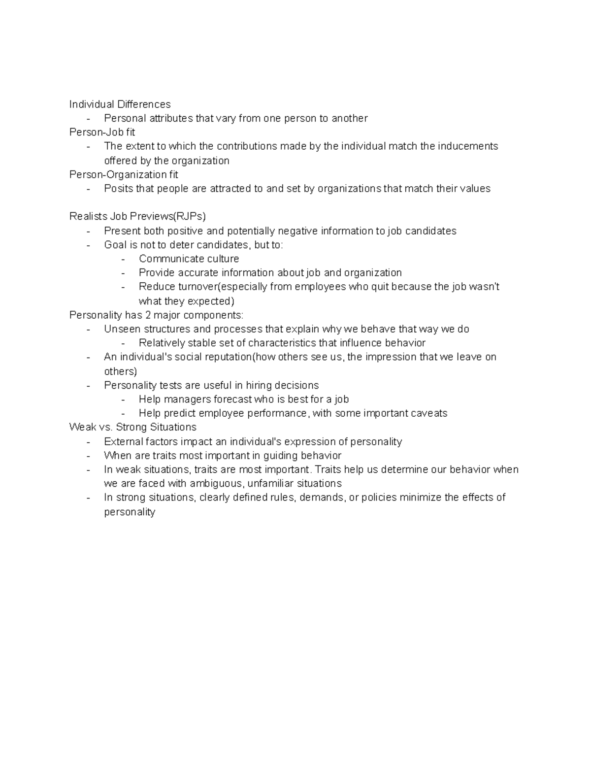 Chapter 9 notes - Google Docs - Individual Differences - Personal ...