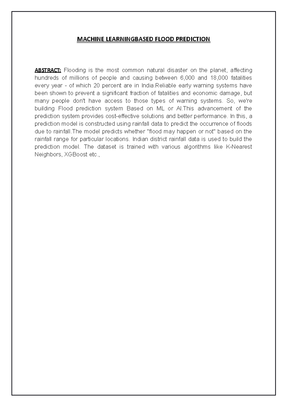 Machine Learningbased Flood Prediction - MACHINE LEARNINGBASED FLOOD ...