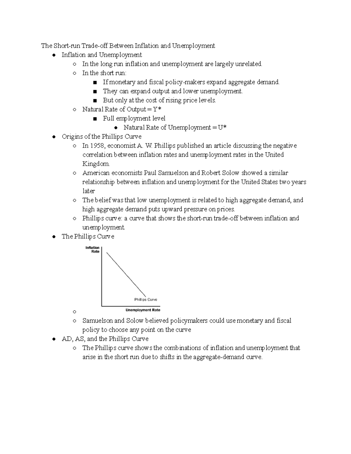 Macro Chapter 22 The Short-Run Trade-off between Inflation and ...