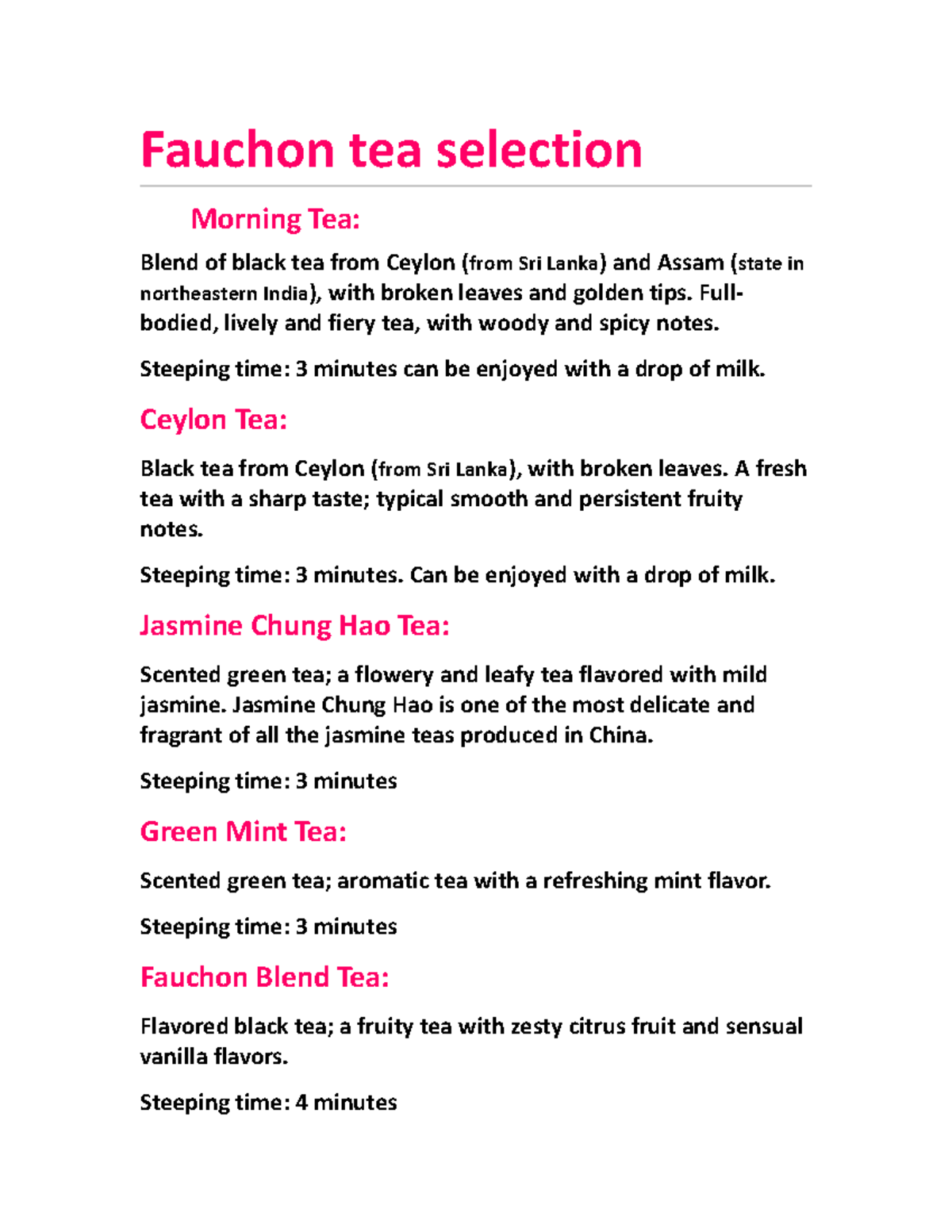 Fauchon tea selection - Qwerty - Fauchon tea selection Morning Tea ...