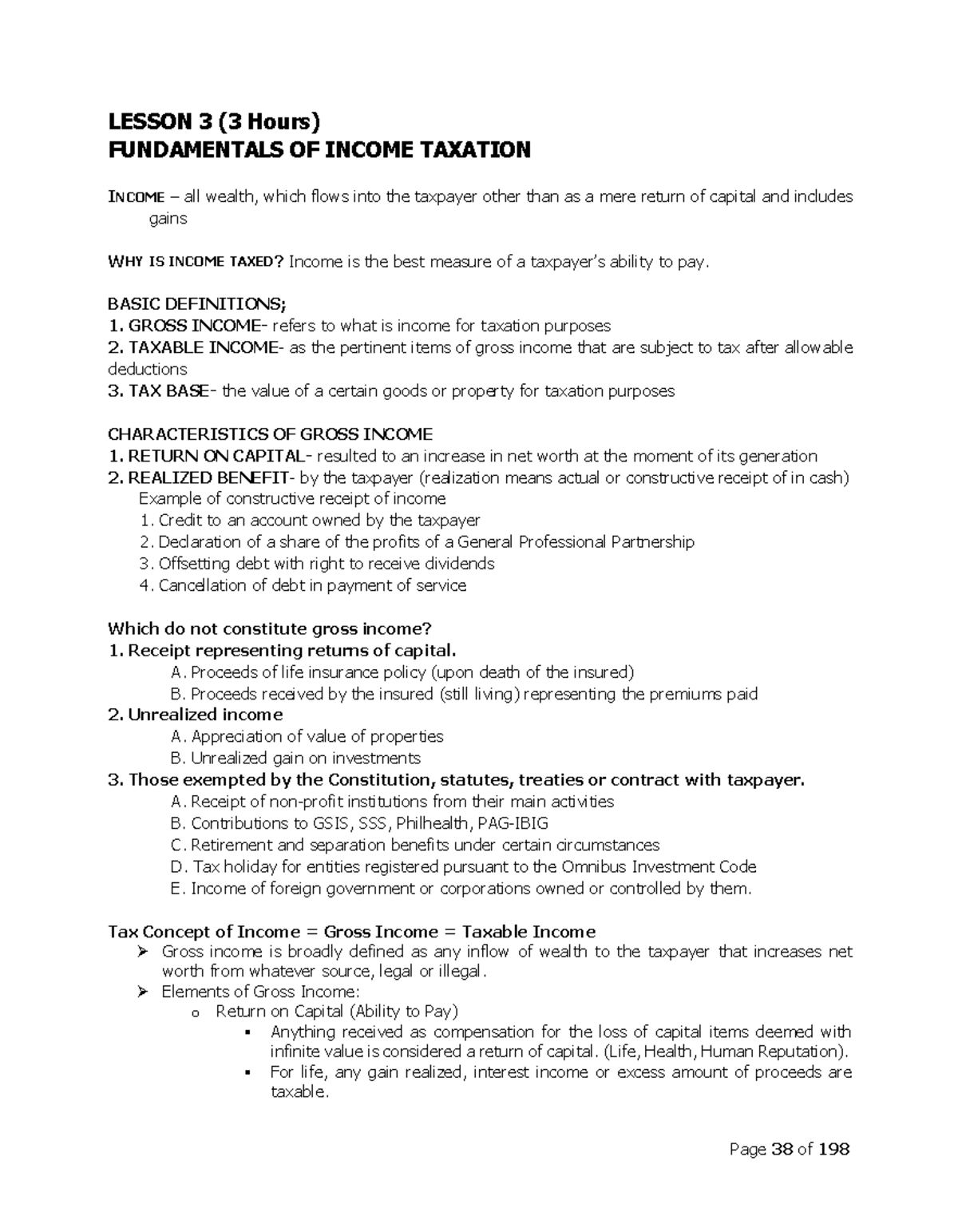 Lesson 3- Fundamentals of Income Taxation - LESSON 3 (3 Hours ...