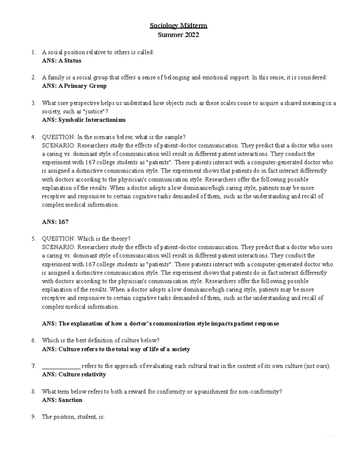 Sociology Midterm - SUM2022 - Sociology Midterm Summer 2022 A social ...