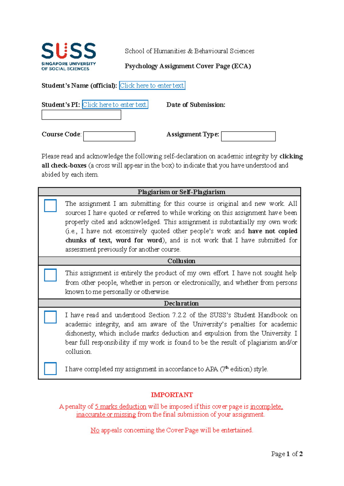 PSY390 ECA Cover Page JAN23 - School of Humanities & Behavioural ...