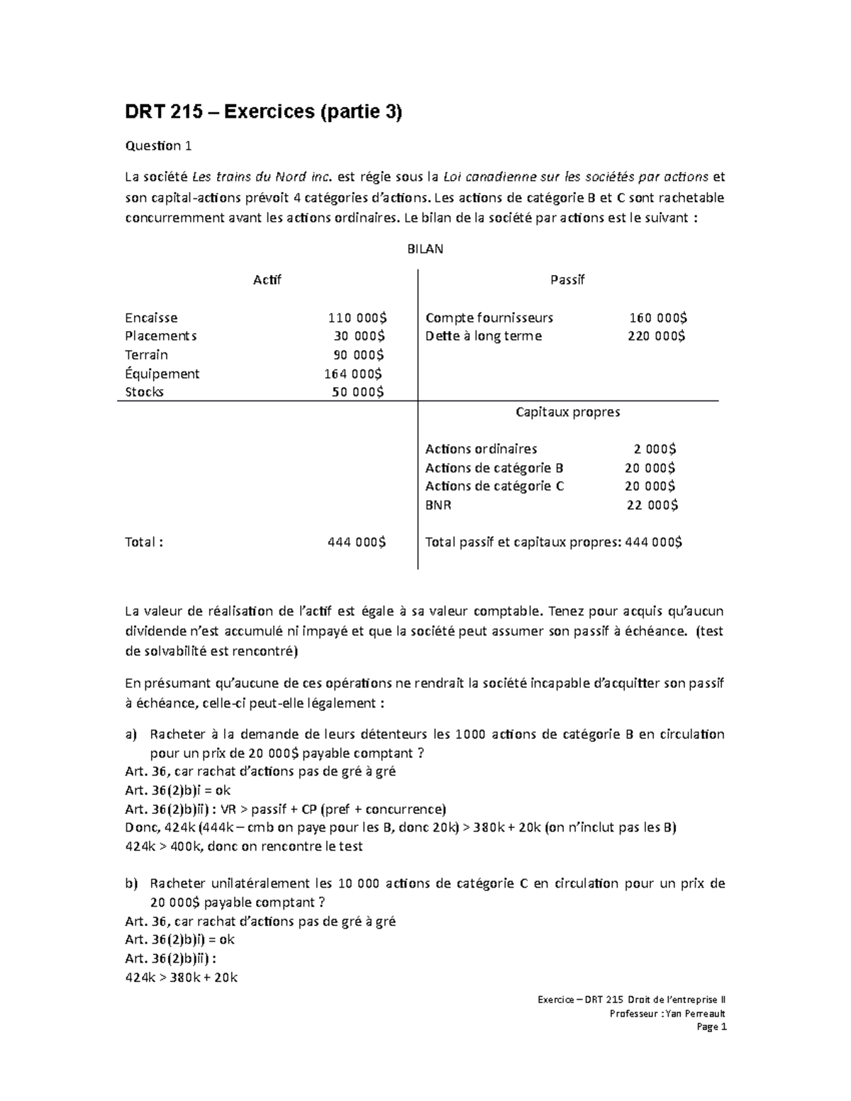 Exercices (partie 3) - Pour le cours de Yan Perreault - DRT 215 ...