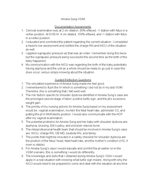 Amelia Sung - Vsim documentation - Maternity Case 3: Amelia Sung ...