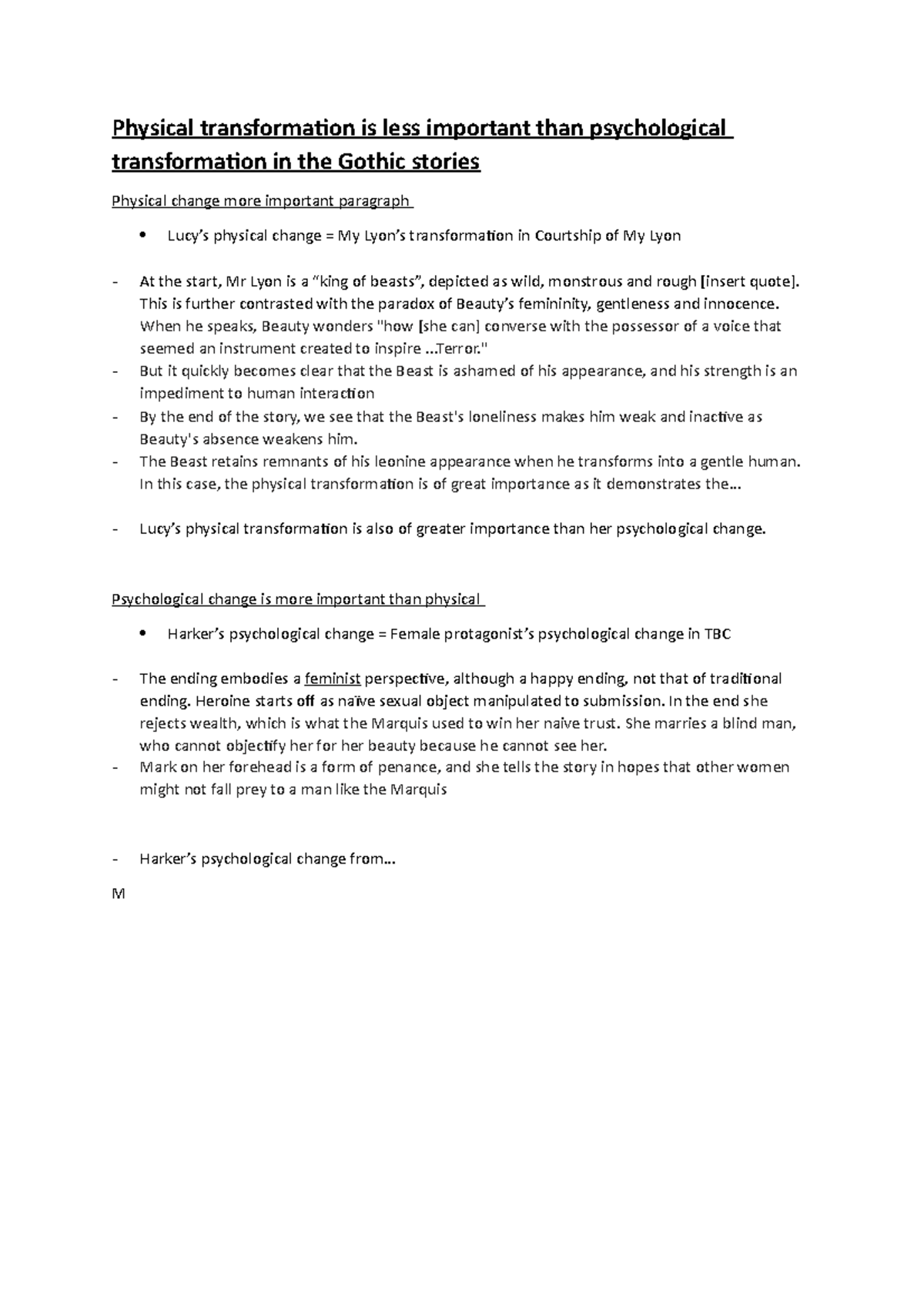 Essay - Physical and Psychological - Physical transformation is less ...