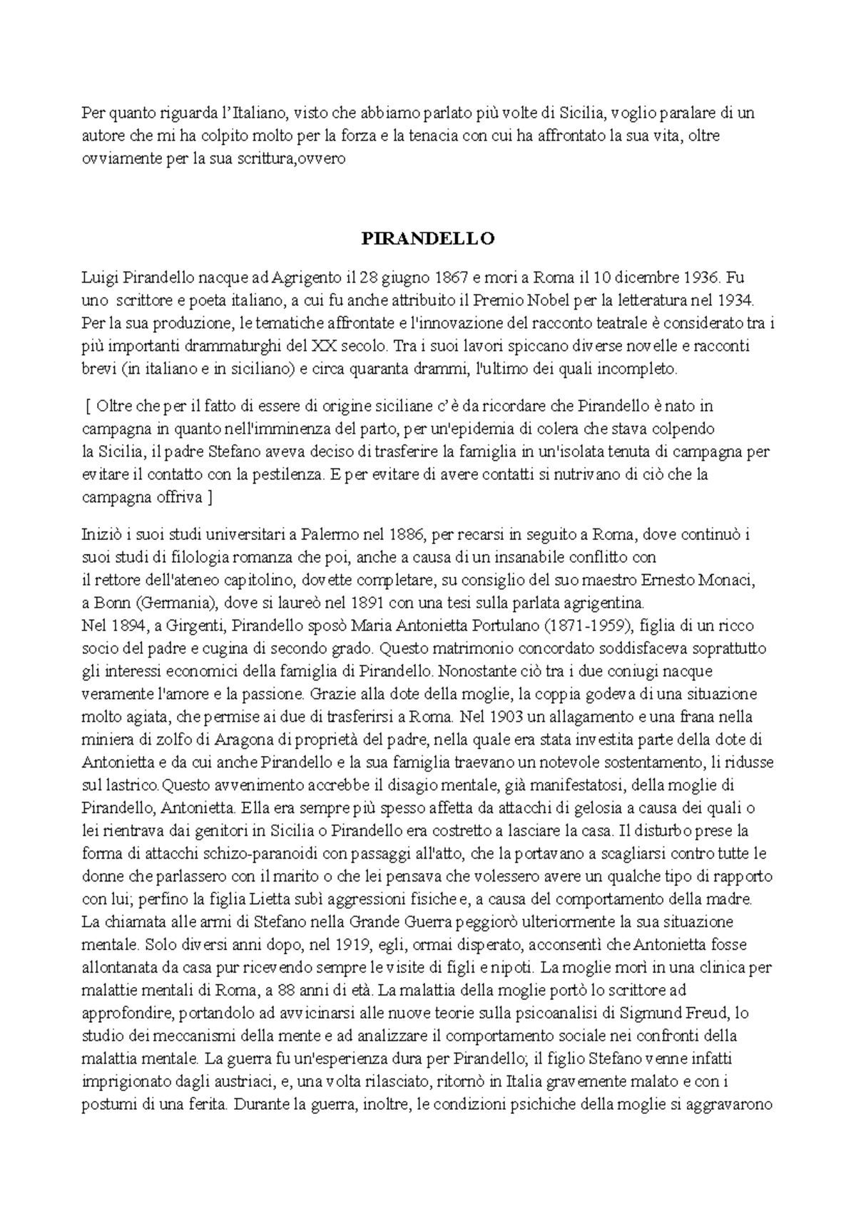 Pirandello - Fu uno scrittore e poeta italiano, a cui fu anche ...