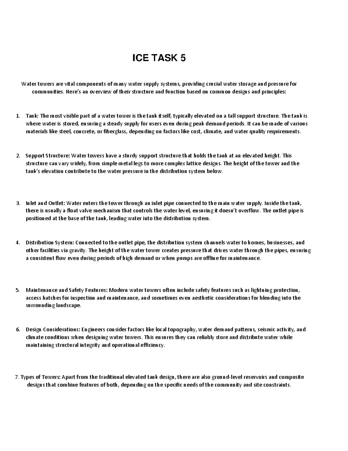 Ice Task 5 - Ice task - ICE TASK 5 Water towers are vital components of ... Ice Task 5 - Ice task - ICE TASK 5 Water towers are vital components of ...