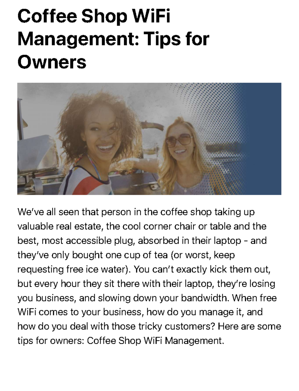 Coffee Shop Wi Fi Management - Tips for Owners - Coffee Shop WiFi ...
