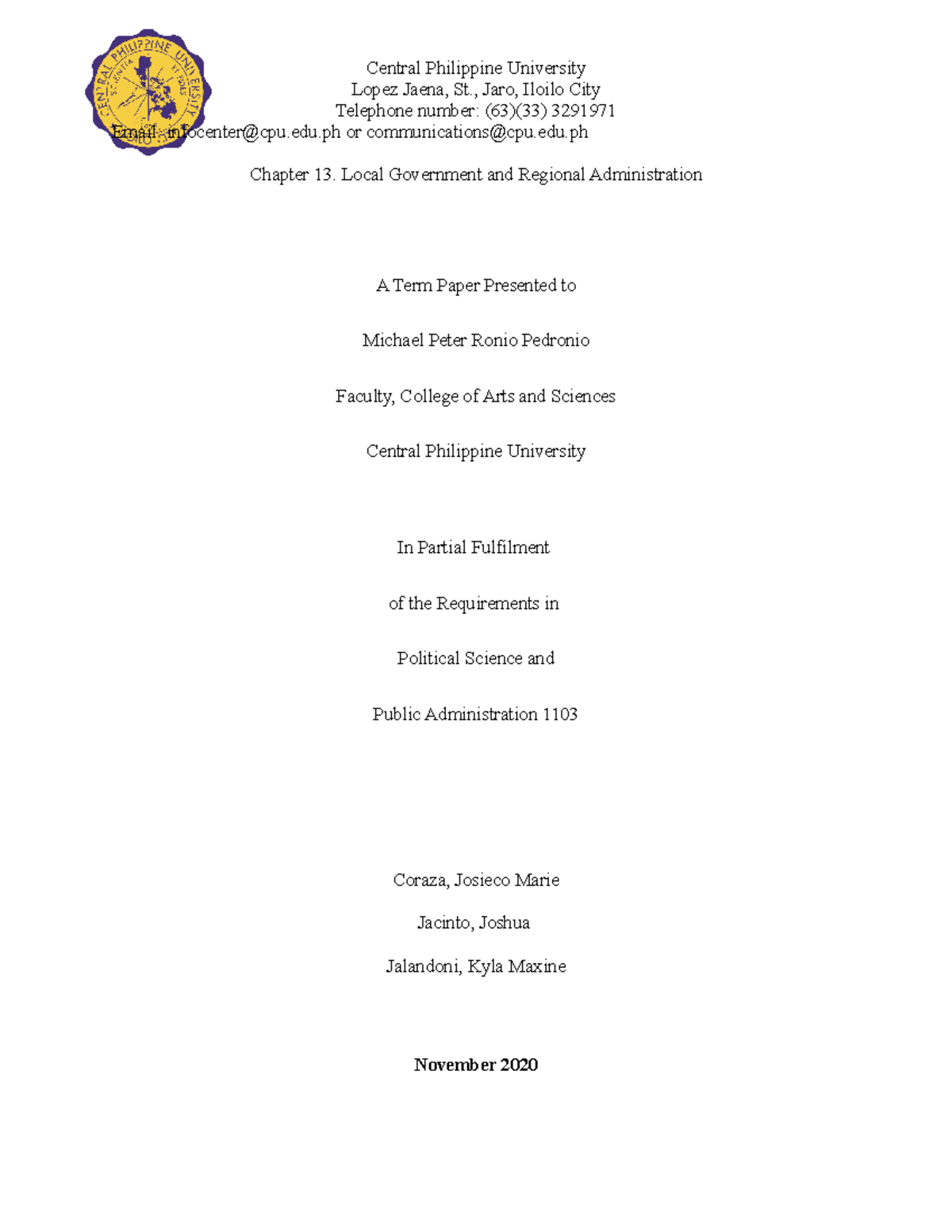 Chapter-1Chapter Thirteen Local Government and Regional Administration ...