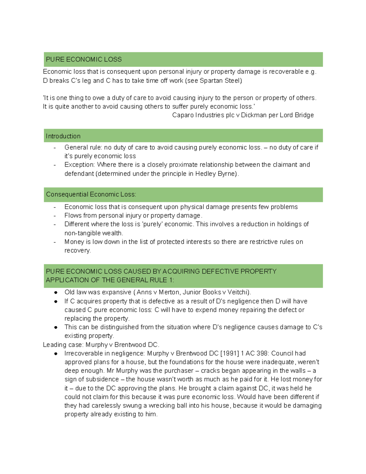 (cycle 4) PURE Economic LOSS - PURE ECONOMIC LOSS Economic loss that is ...
