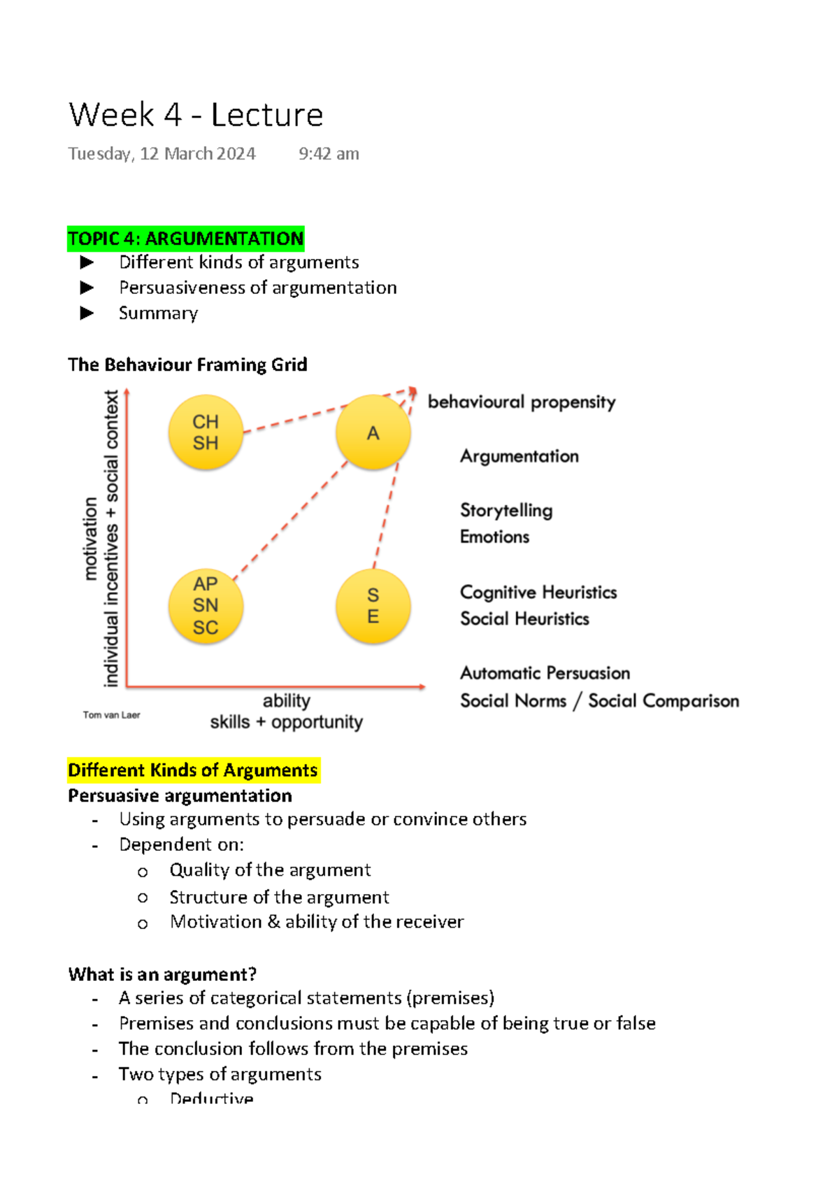 Week 4 - Lecture Advertising - TOPIC 4: ARGUMENTATION Different kinds of arguments - Studocu