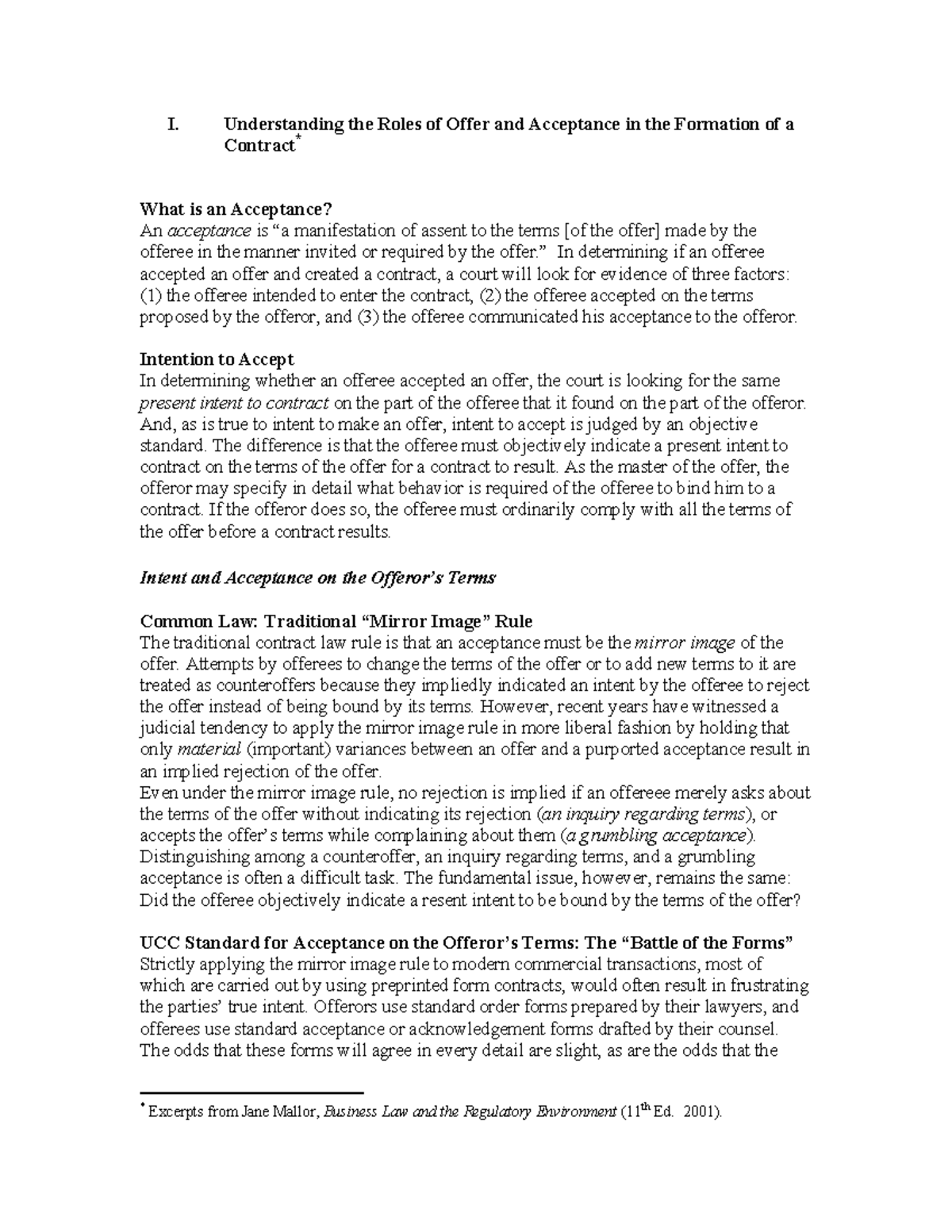 Understanding Offer And Acceptance I Understanding The Roles Of