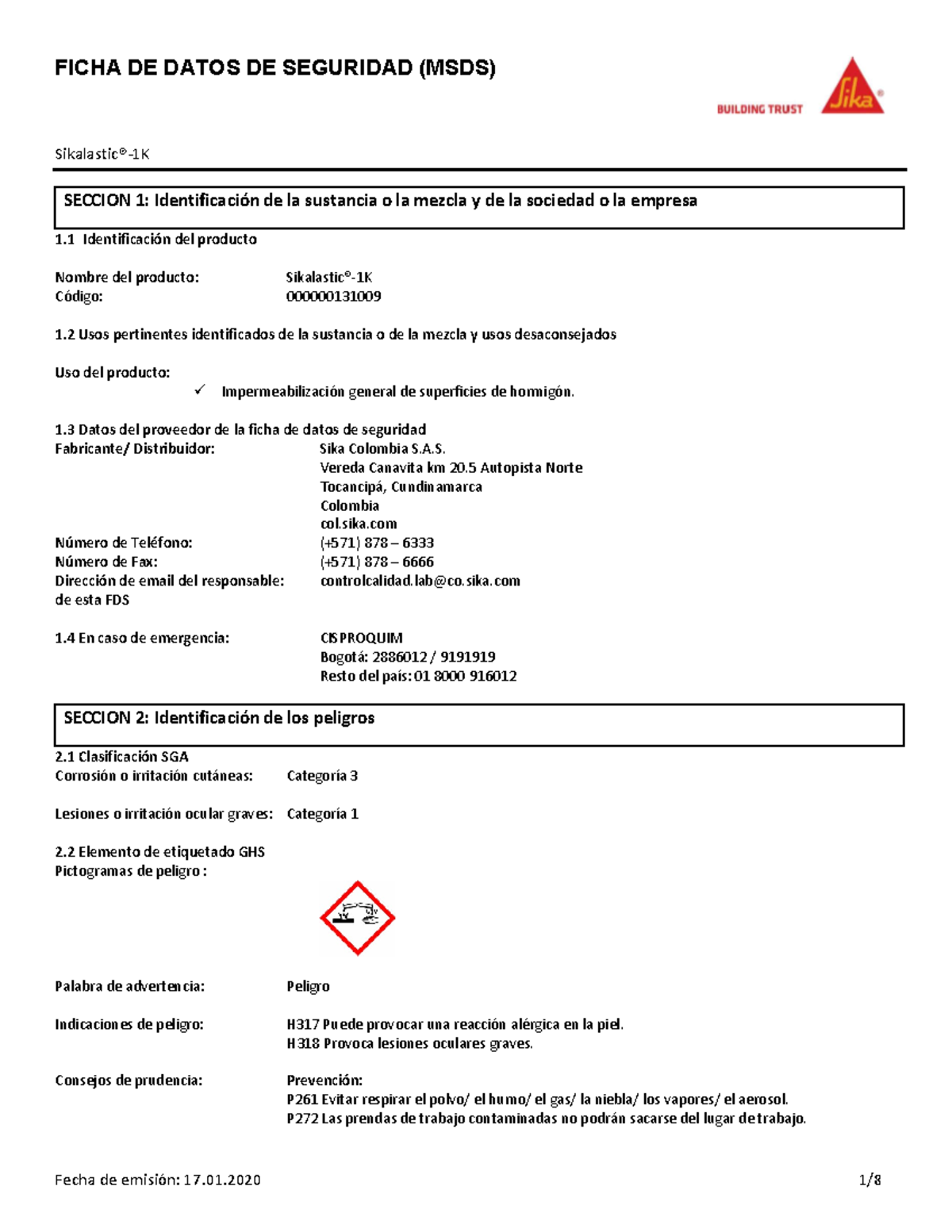 fichas tecnica de quimicos - FICHA DE DATOS DE SEGURIDAD (MSDS ...