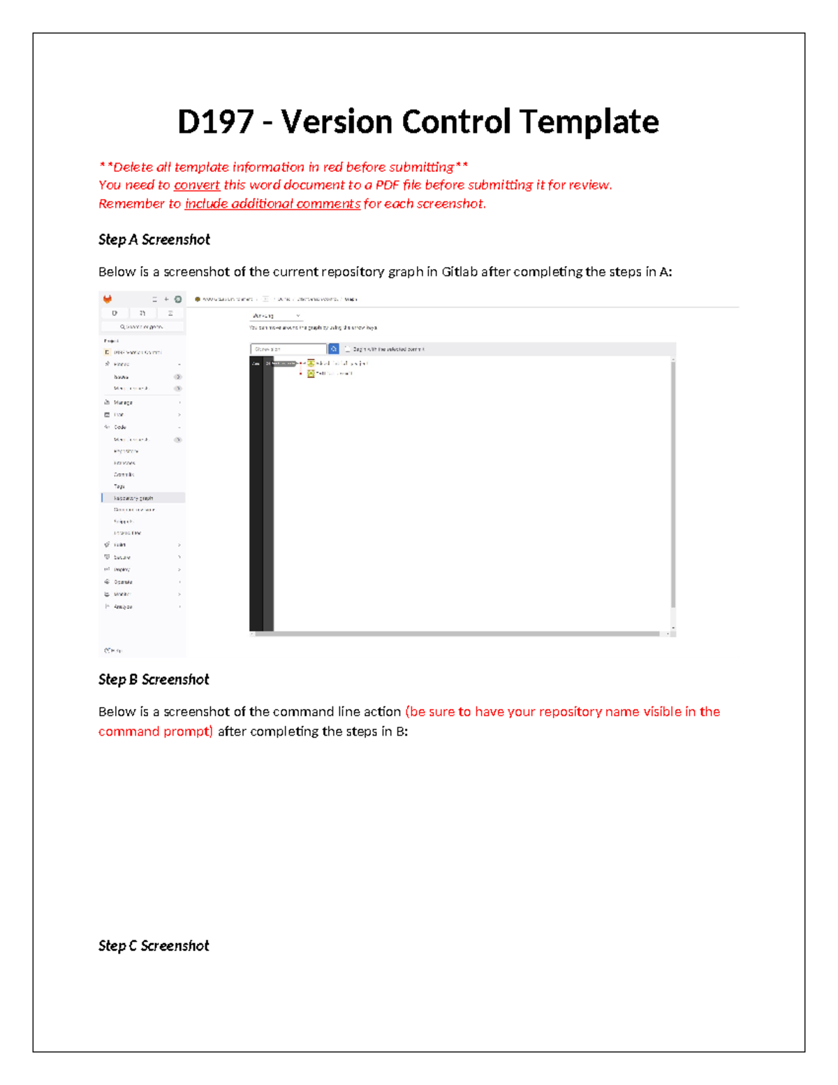 D197 - Version Control Template - D197 - Version Control Template Delete all template ...