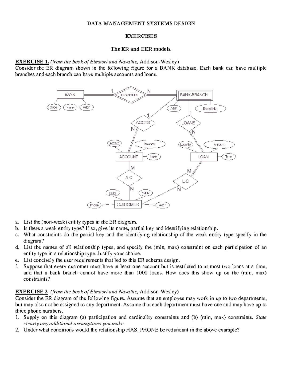 Ex-03-04 - exercise - EXERCISE 1. (from the book of Elmasri and Navathe ...