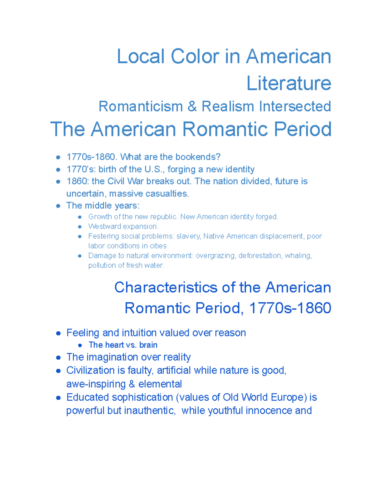 Local Color in American Literature-2 - Local Color in American ...