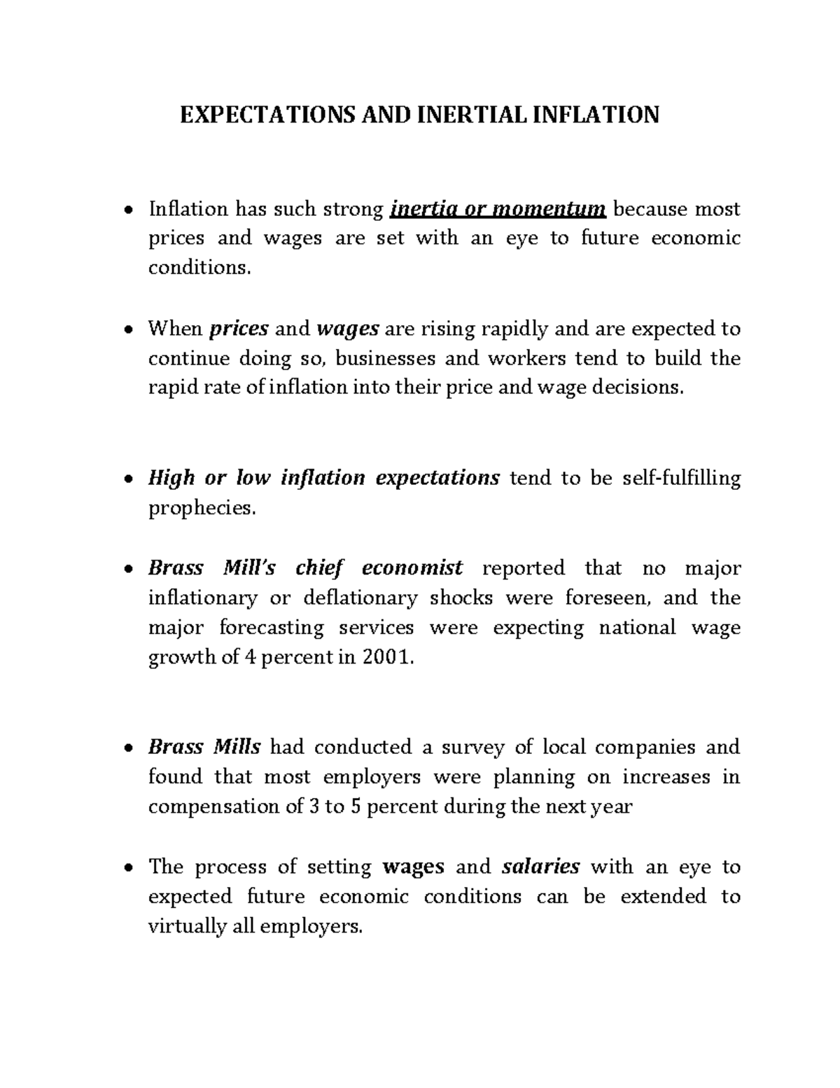 Expectations and Inertial Inflation - EXPECTATIONS AND INERTIAL ...