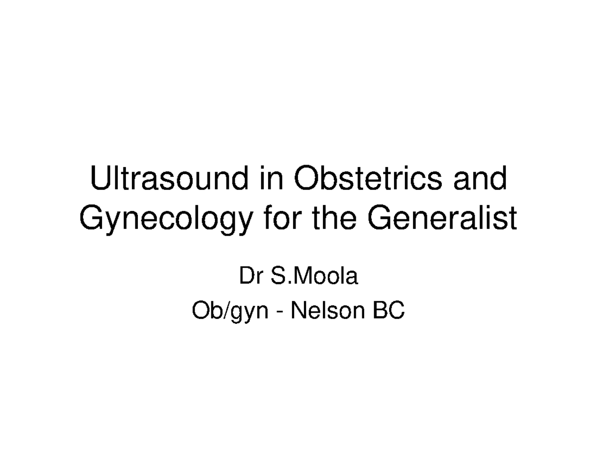07. Ultrasound in Obstetrics and Gynecology for the Generalist Autor Dr ...