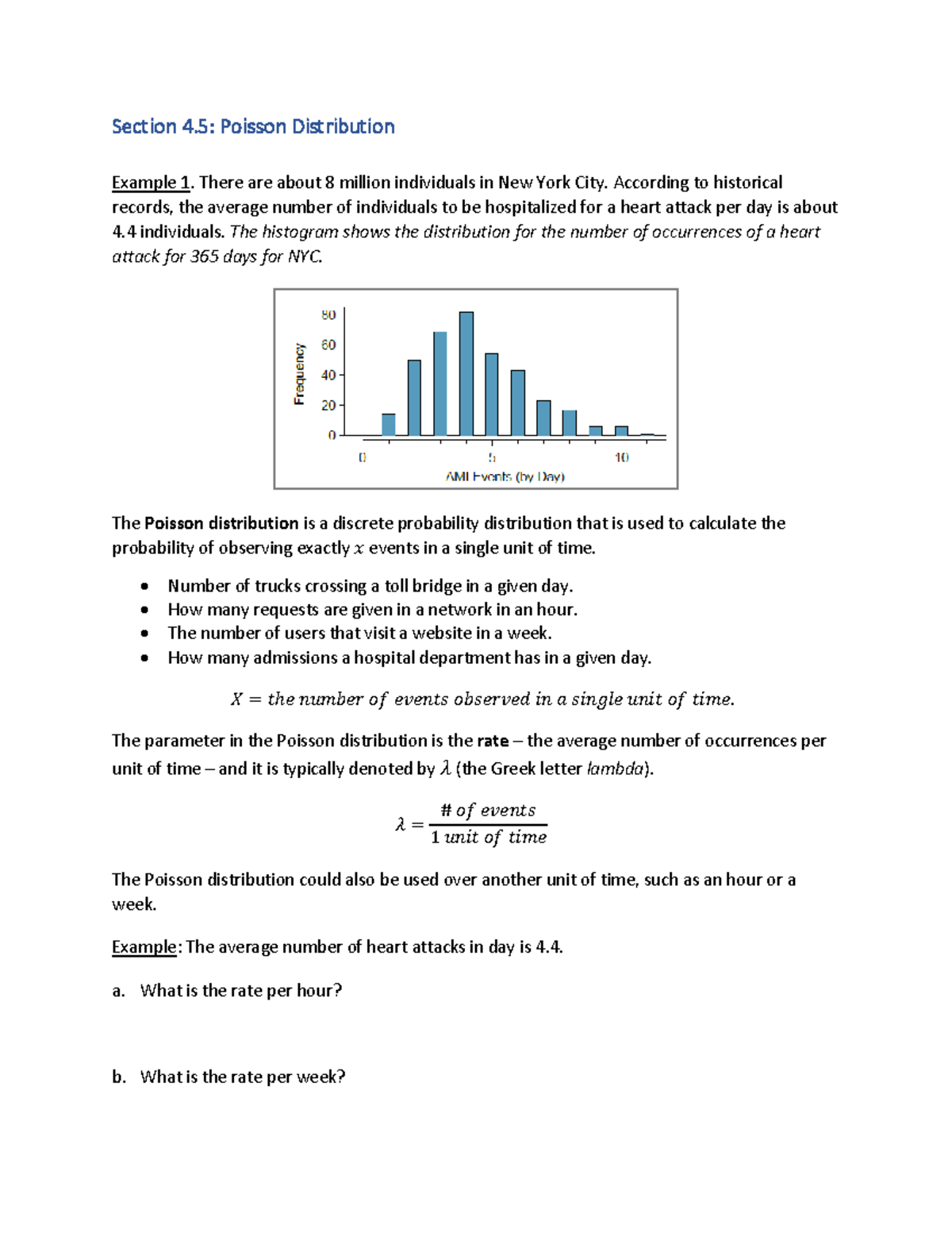 Section 4.5 - Poisson Distribution - Section 4. 5 : Poisson ...