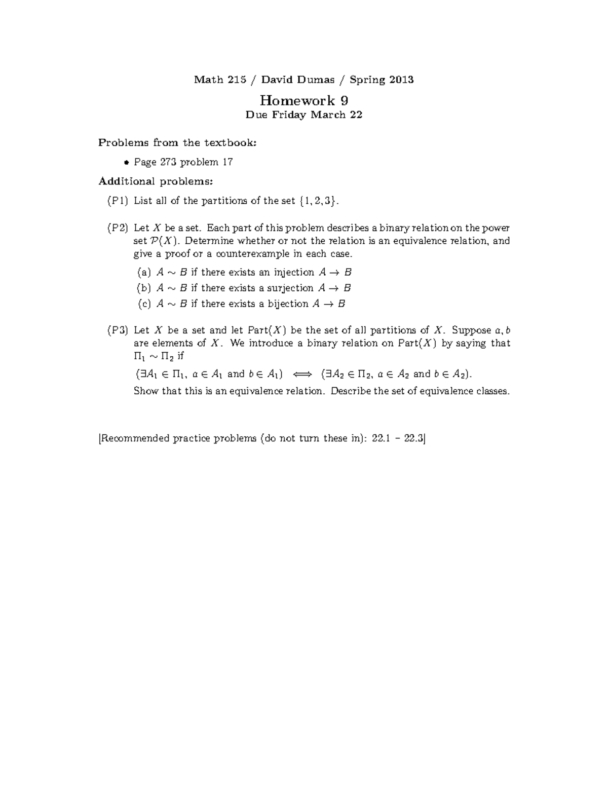 Math 215 Spring 2013 HW 9 - Math 215 / David Dumas / Spring 2013 ...