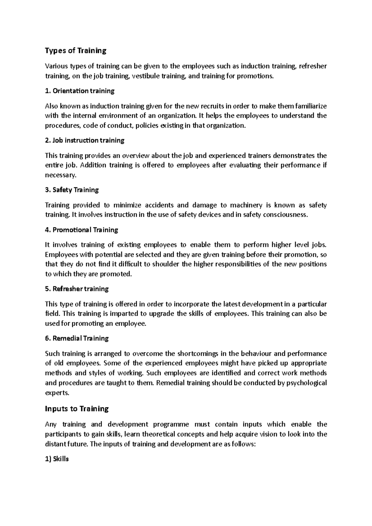 Types of Training - Types of Training Various types of training can be ...