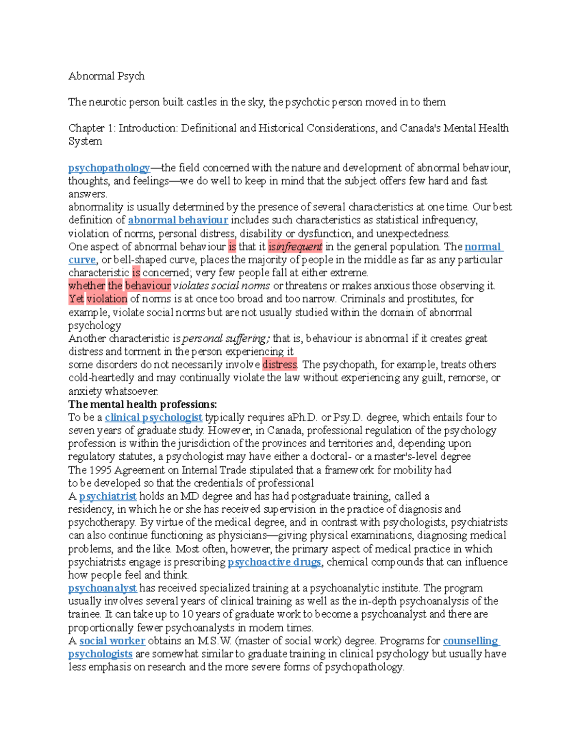 Abnormal Psych notes - Abnormal Psych The neurotic person built castles ...