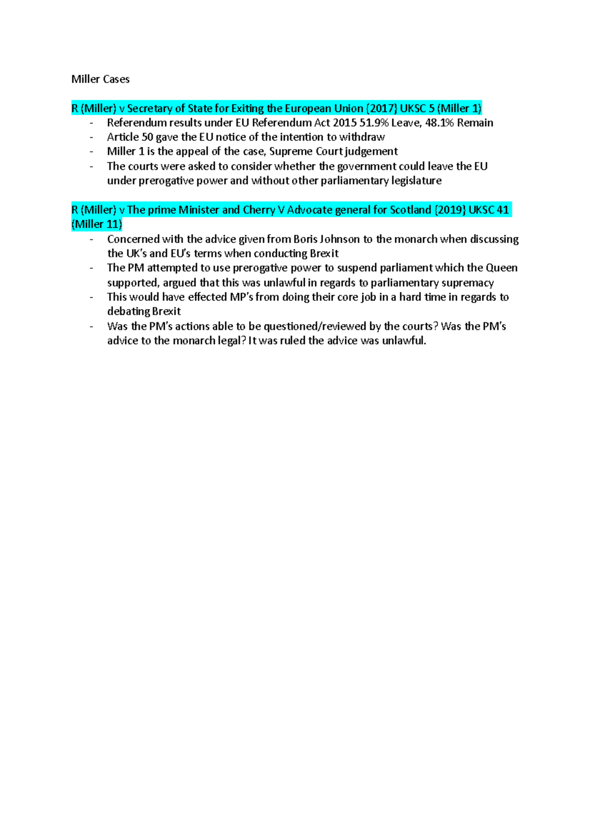 Miller Cases - LBU - Studocu