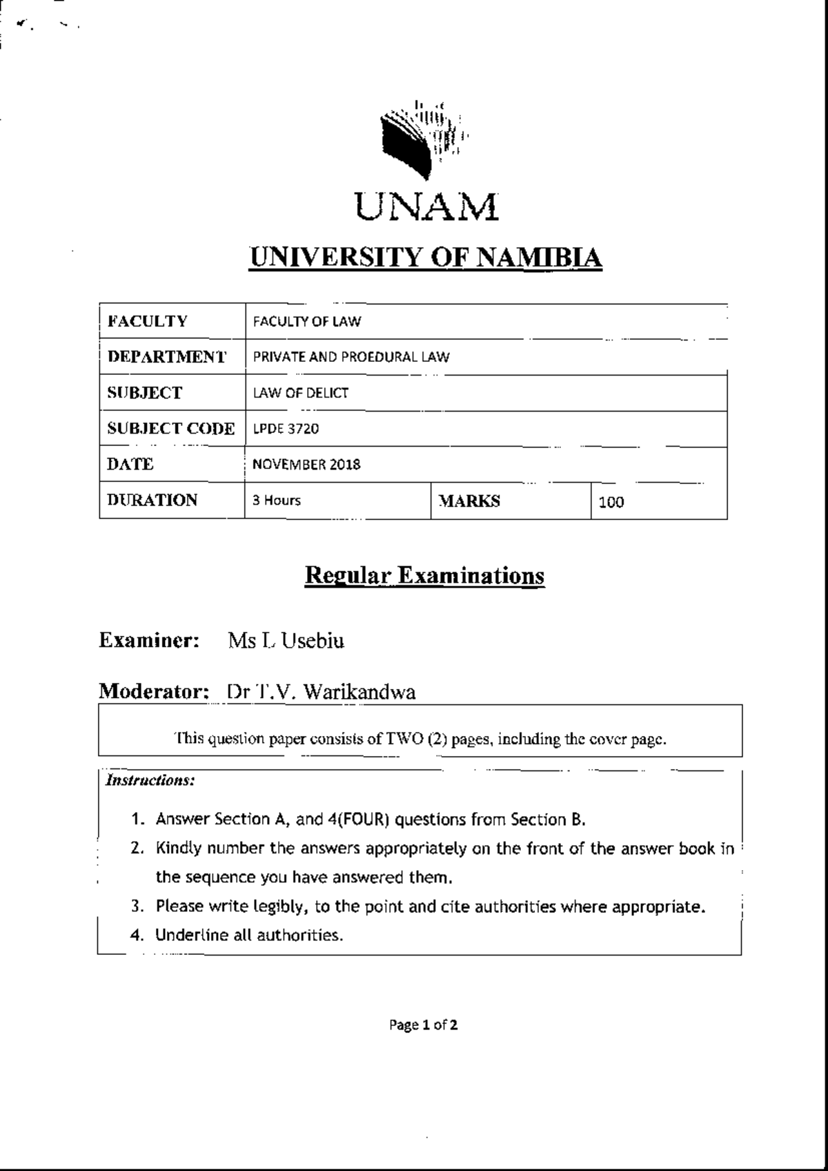 Lpde3720 2018 11 nor - notes - UNAM UNIVERSITY OF NAMIBIA FACULTY ...