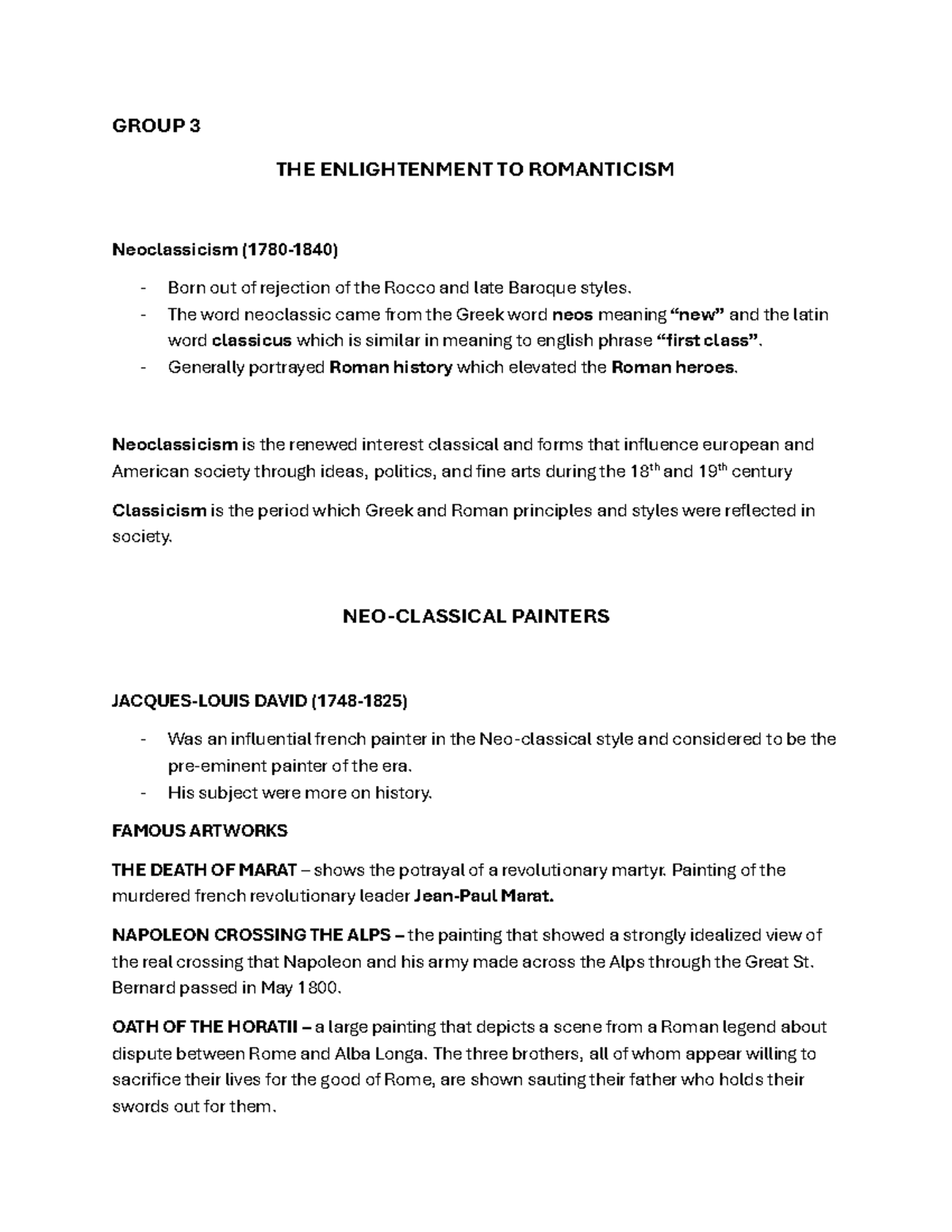 ART Appreciation - GROUP 3 THE ENLIGHTENMENT TO ROMANTICISM ...