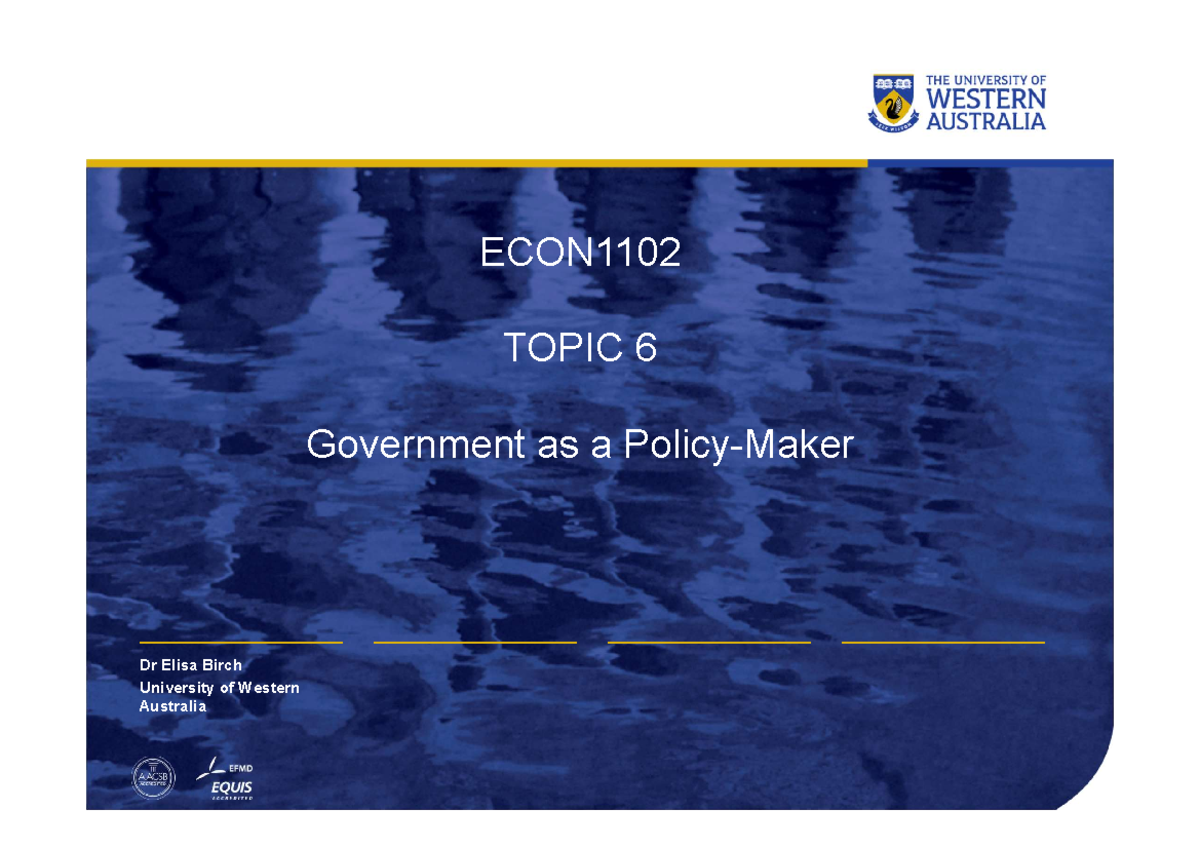 Topic 6 - Government as a Policy Maker - ECON TOPIC 6 Government as a ...
