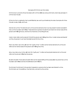 Criminal law and procedure chapter 1 - Introduction to the law Chapter ...