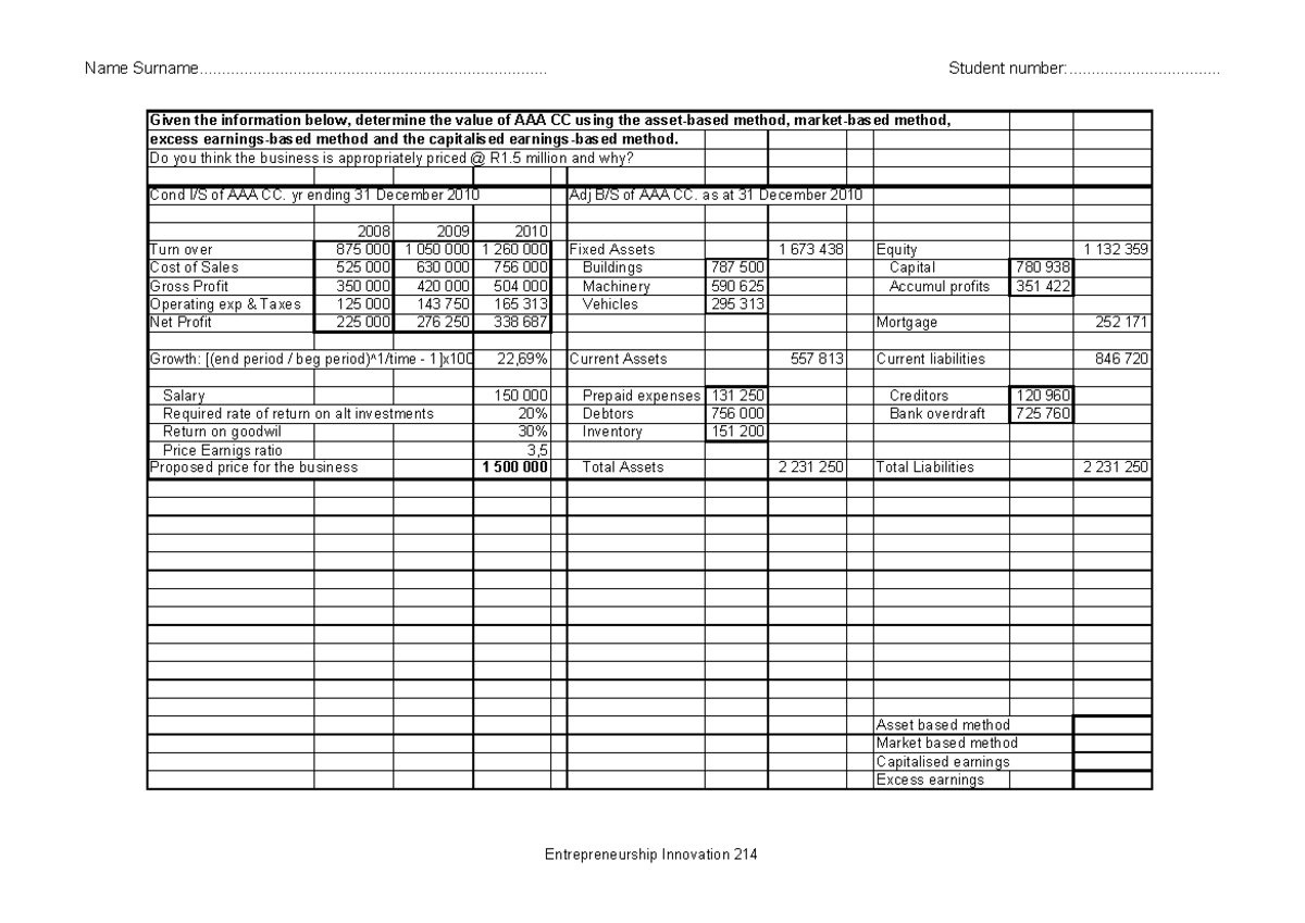Class Exercise-A - Name - Studocu