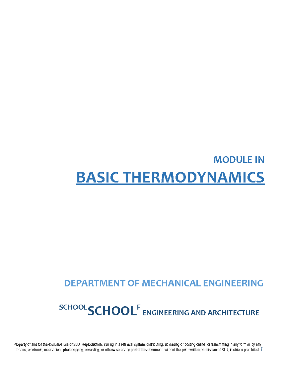 Thermo Dynamics-Module - MODULE IN BASIC THERMODYNAMICS EE 2131 ...