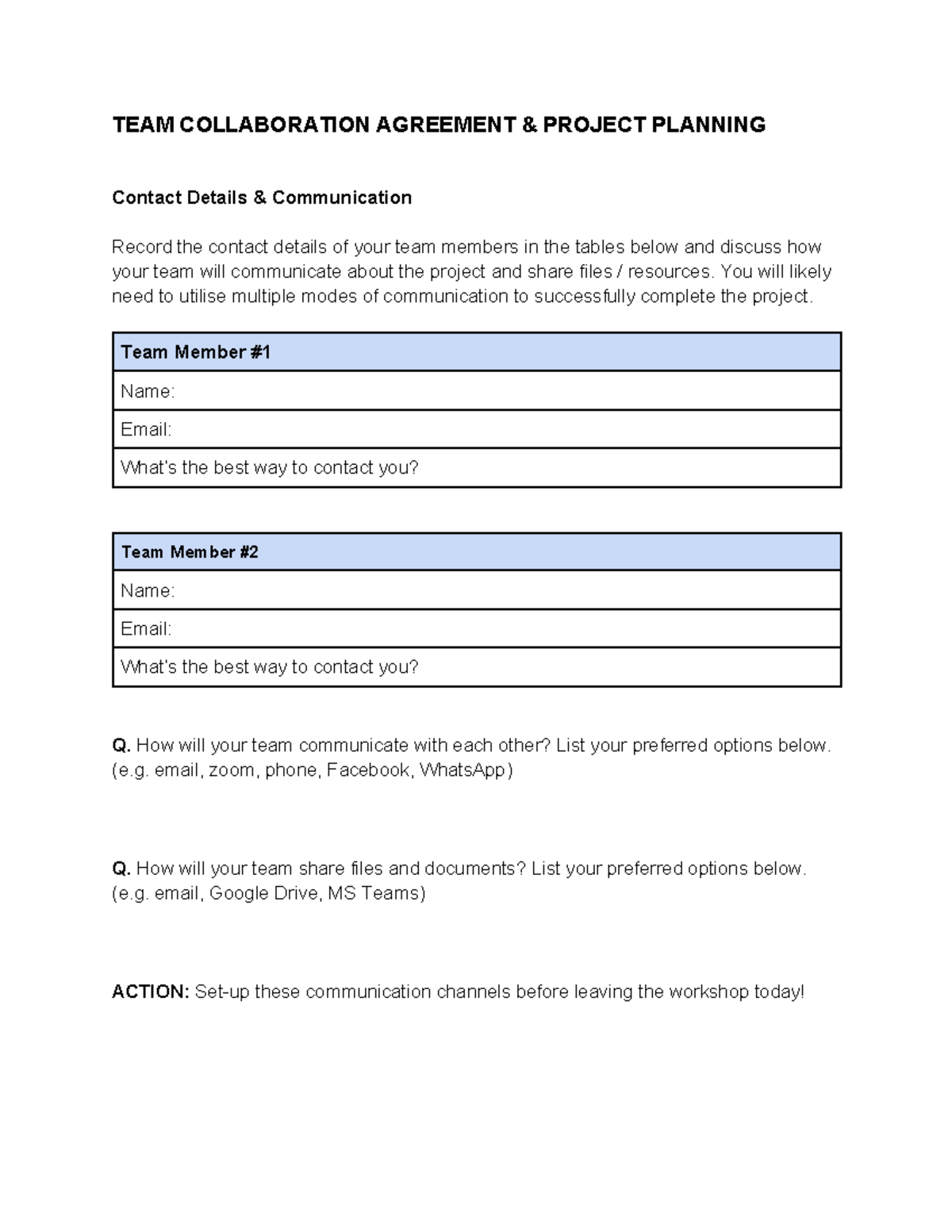 Team Collaboration Agreement Project Planning Document - TEAM ...