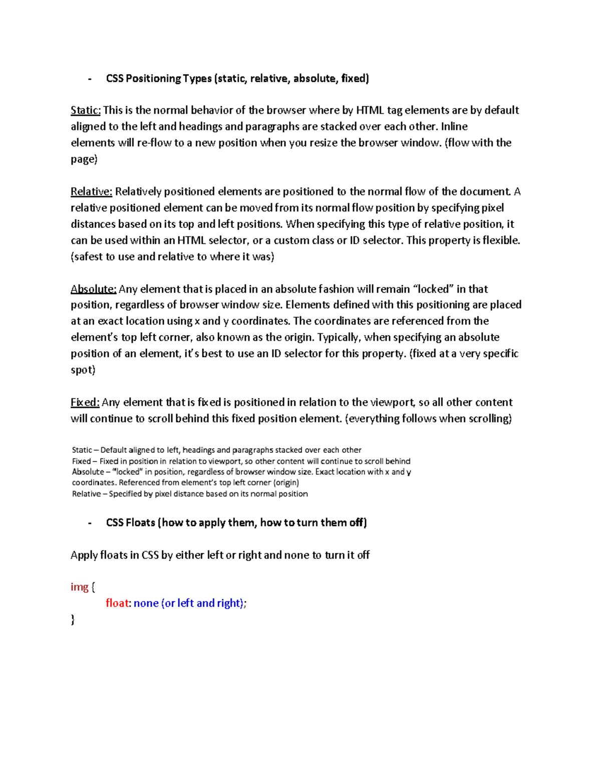 Quiz 2 8 February 2018, questions and answers - CSS Positioning Types ...
