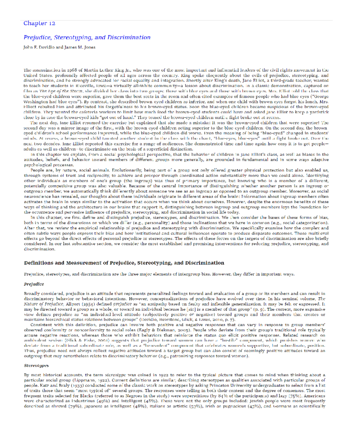 Chapter Prejudice Stereotyping Discrimination - PHIL 390 - Studocu