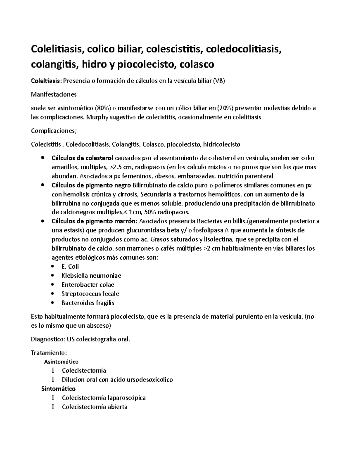 Litiasis biliar - Colelitiasis, colico biliar, colescistitis ...