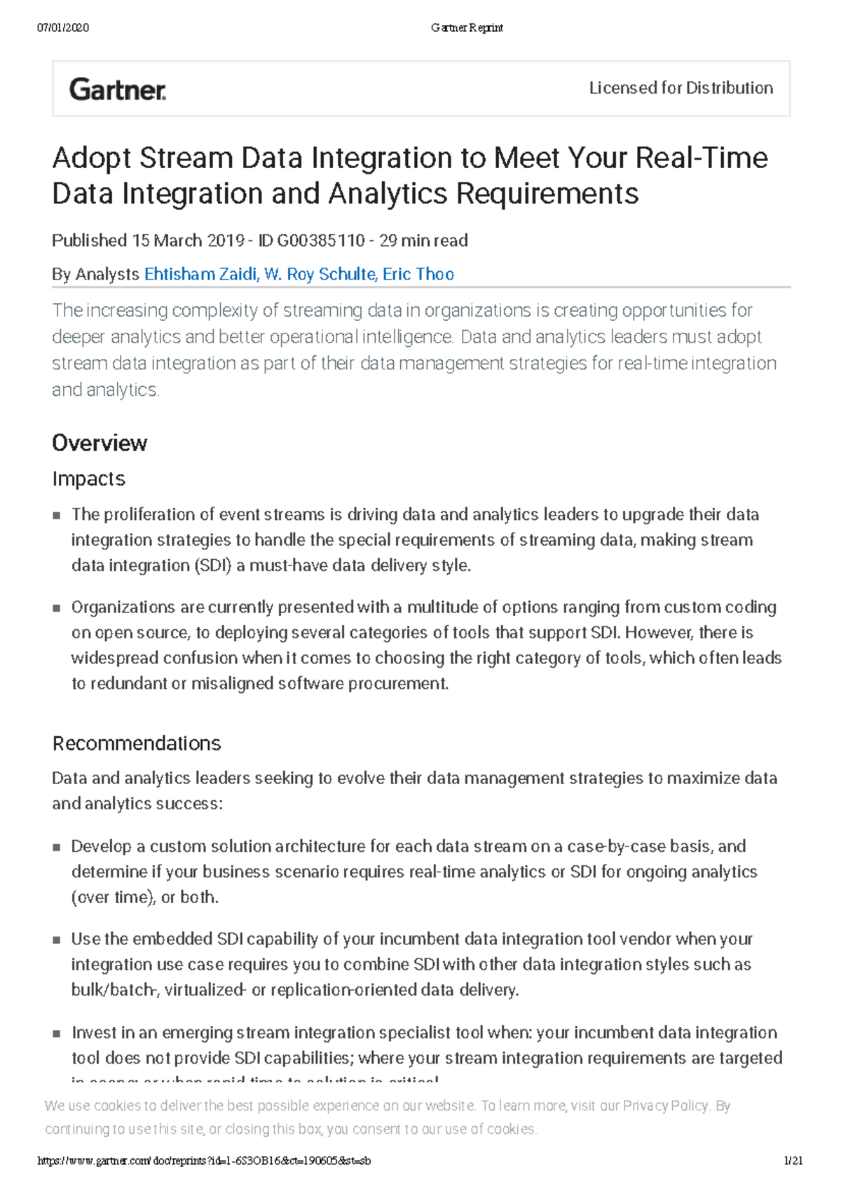 Gartner Report - Data Streaming - Licensed for Distribution Adopt ...