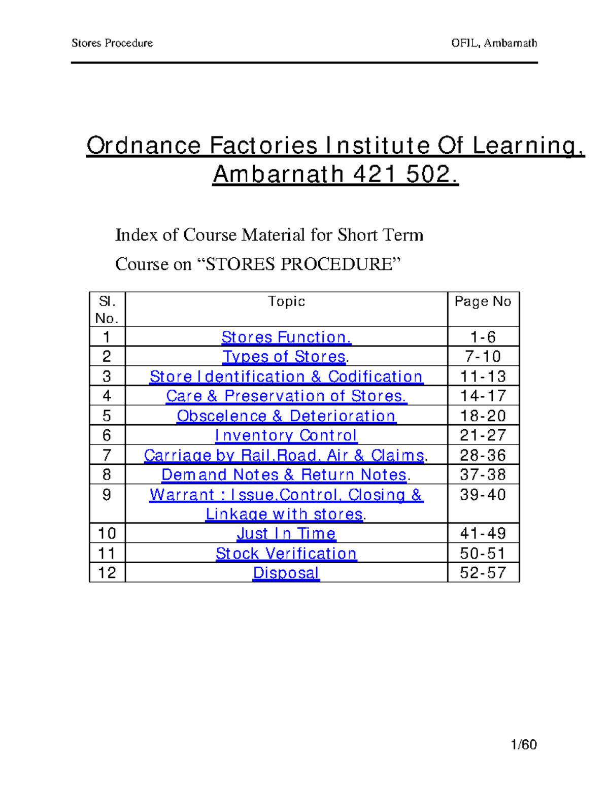 Store-procedure - notes of stores - Ordnance Factories I nstitute Of ...