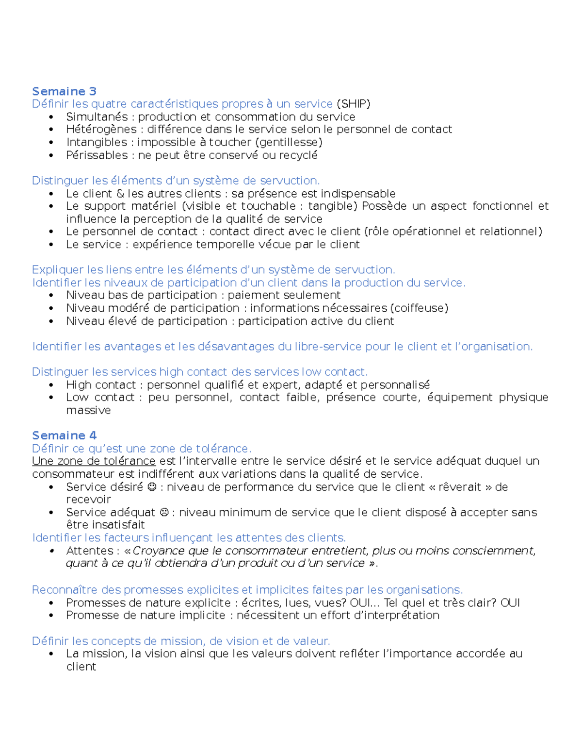 Études APP Client - Notes - Semaine 3 Définir les quatre ...