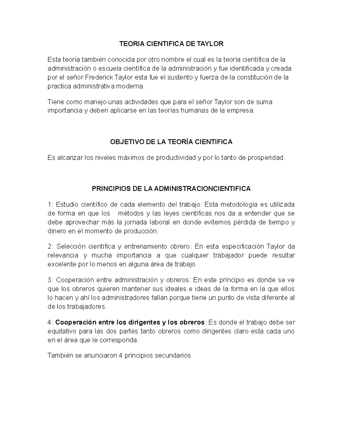 Teoria Cientifica DE Taylor - TEORIA CIENTIFICA DE TAYLOR Esta teoría ...