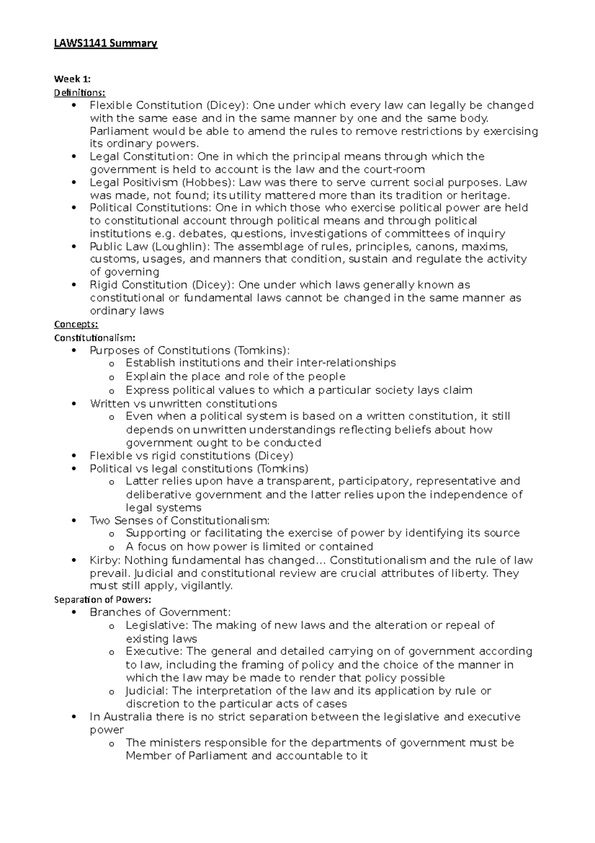 LAWS1141-Summary - succinct notes- good for exam- provided that you ...