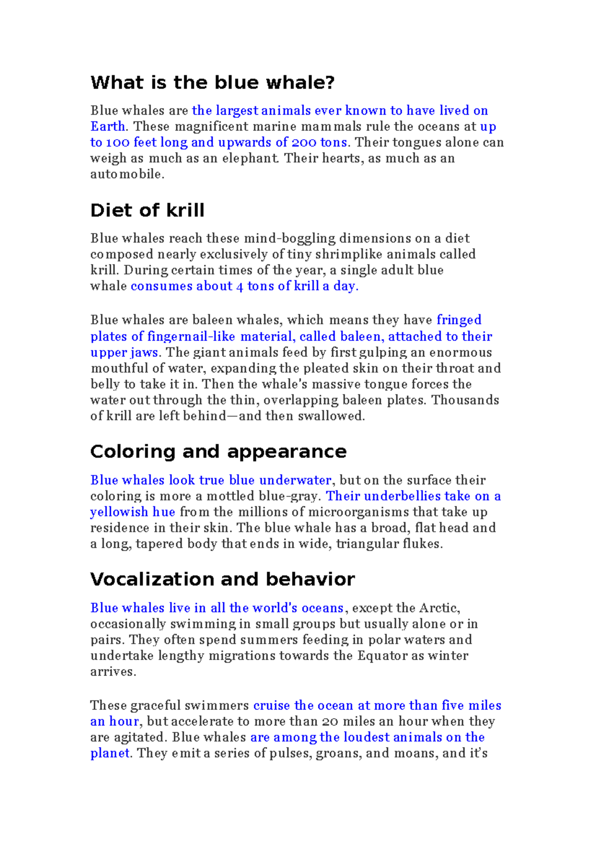 Assignmentiii - TEHTHD - What is the blue whale? Blue whales are the ...